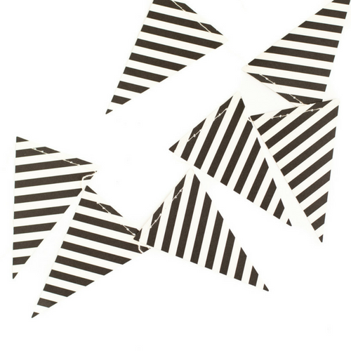 Black & White Diagonal Striped Pennant Banner – Jollity & Co