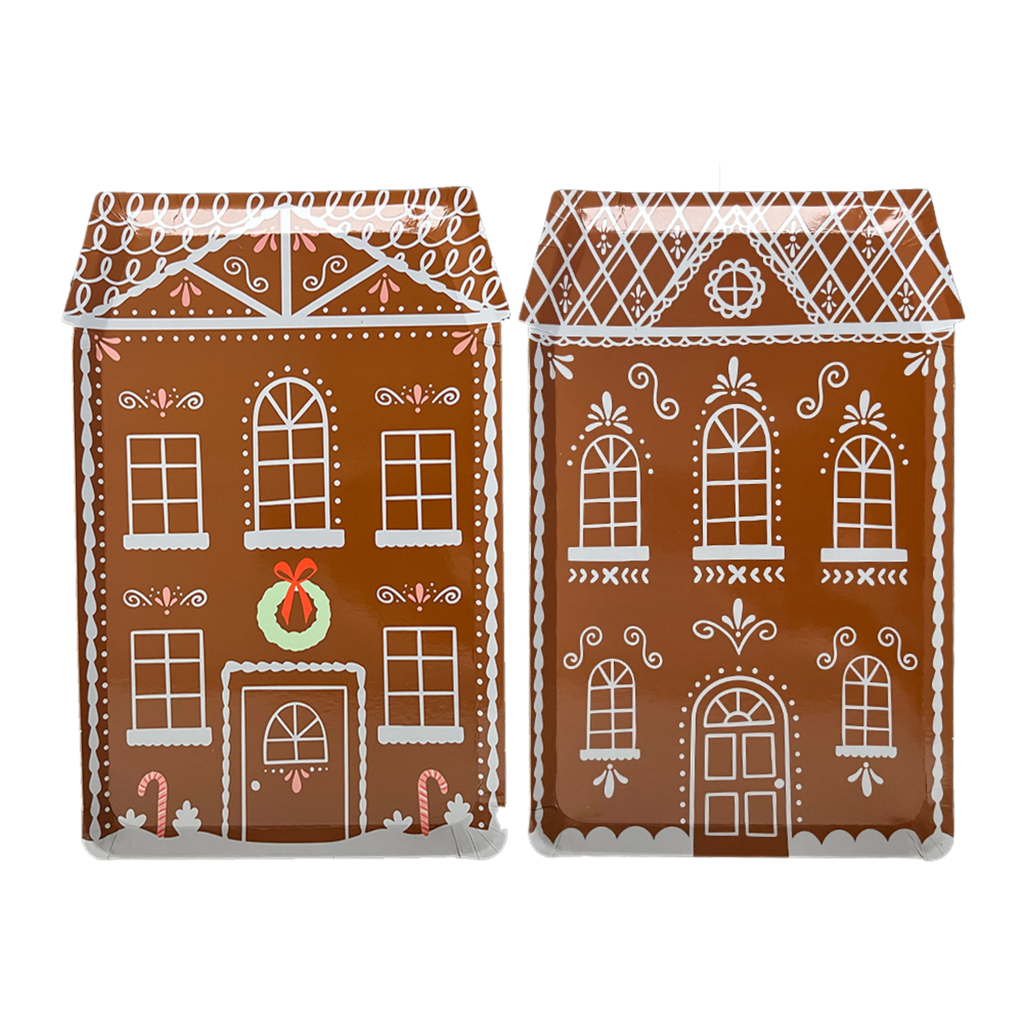 Baking Spirits Bright Tall Dark Brown Gingerbread House Plates ...