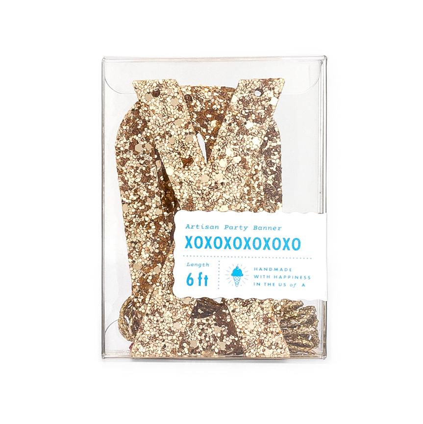 Golden Glitter XOXO Artisan Banner – Jollity & Co